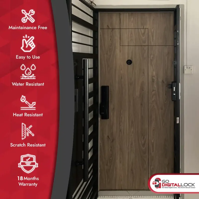 HDB Laminate Main Door Groove Line Design | Size 3x7 & 4x7 Feet